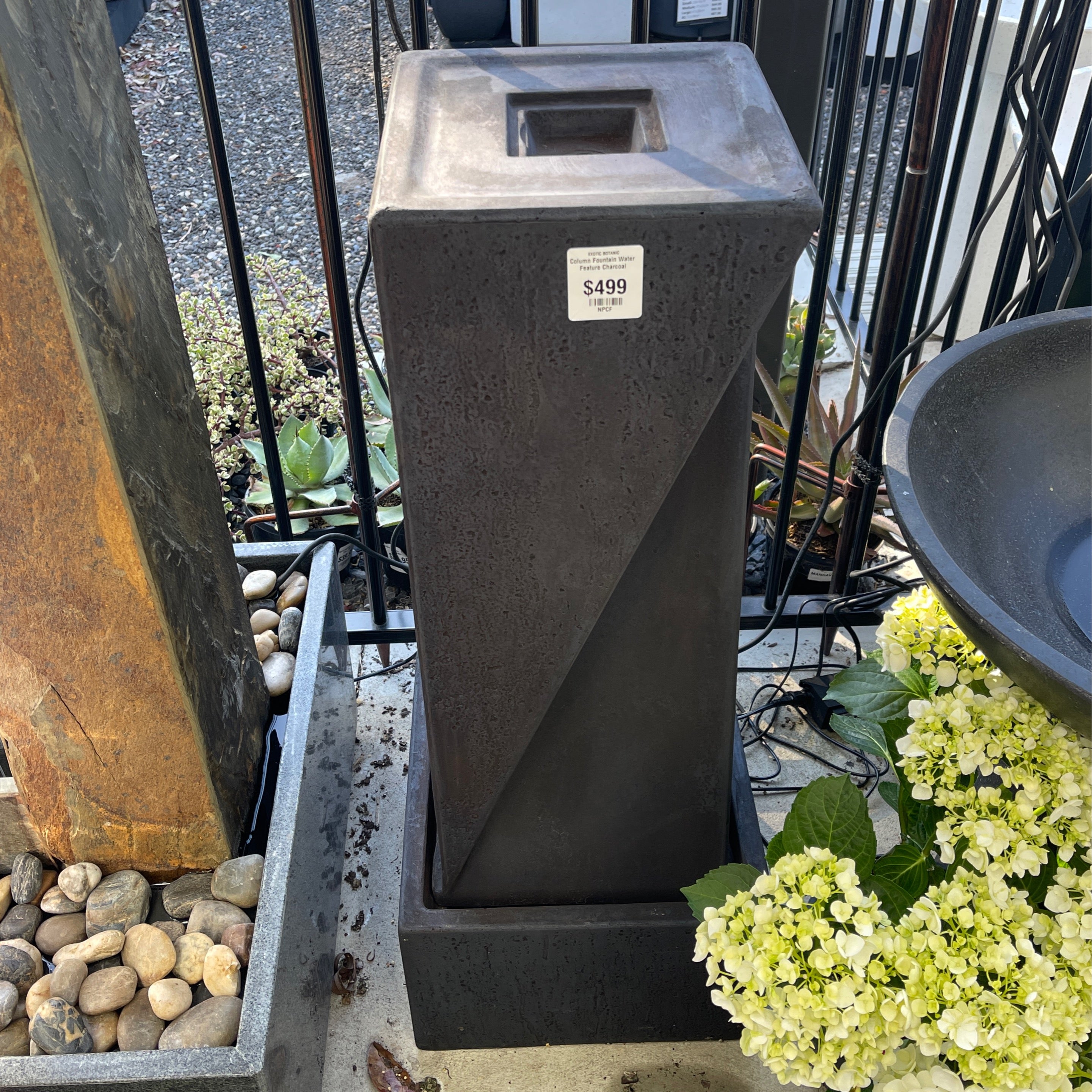 Column Fountain Water Feature Charcoal | Exotic Botanic