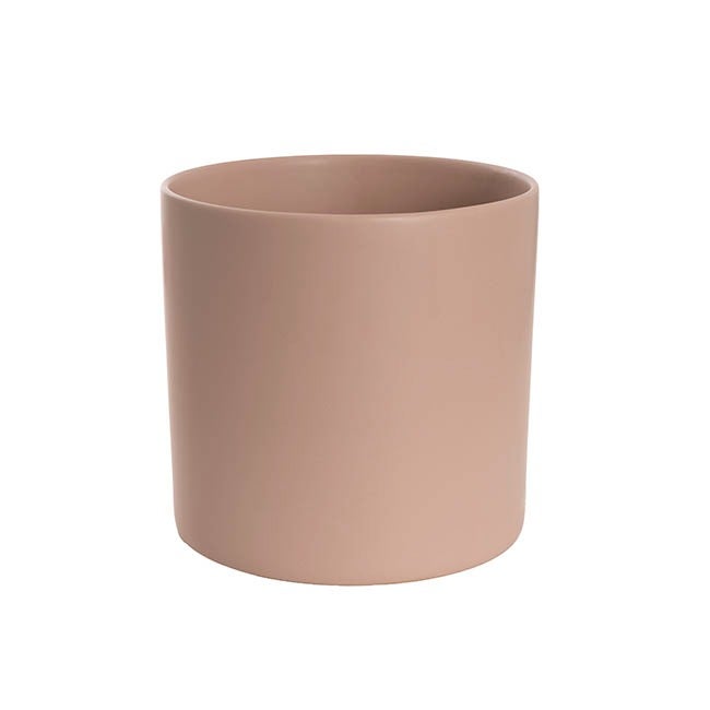 Ceramic Cylinder Pot Satin Matte Nude - 25cm | Exotic Botanic