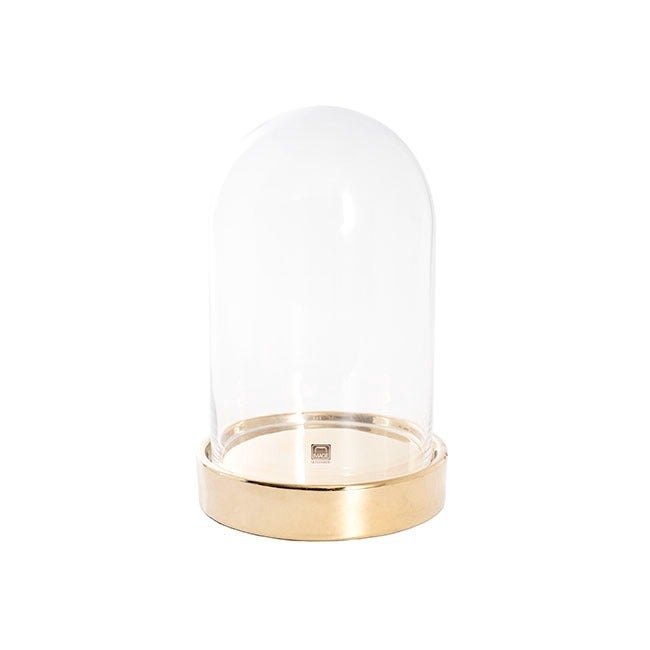 Glass Cloche Dome Gold Small 16.5x27cm | Exotic Botanic