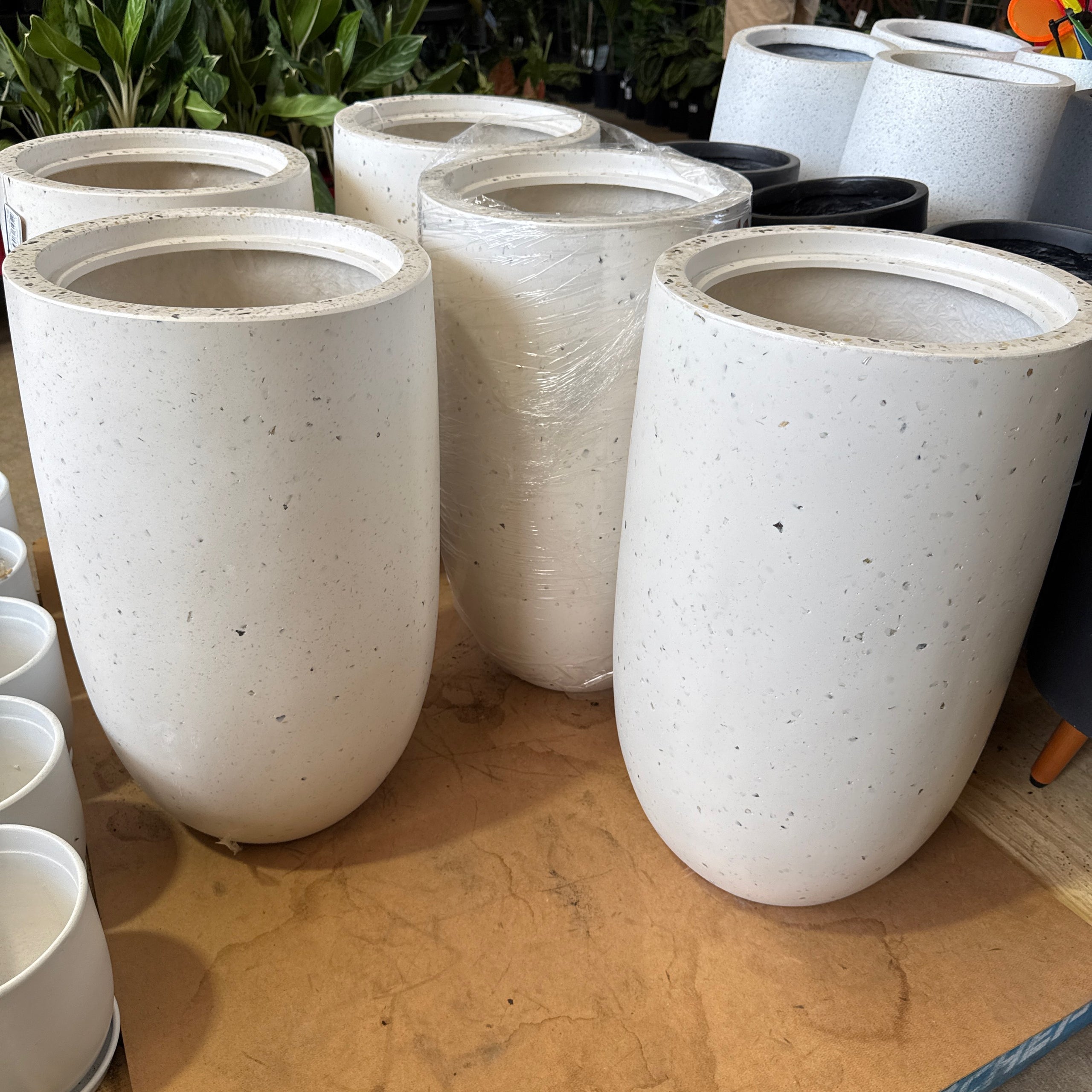 False Bottom U Pot Sea White Terrazzo Medium | Exotic Botanic